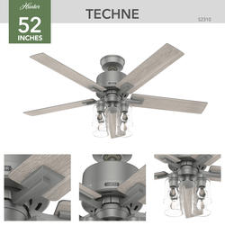 Hunter® HunterExpress® Techne 52" Matte Silver Indoor 4-Light Smart ...