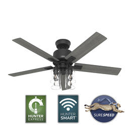 Hunter® HunterExpress® Techne 52" Matte Black Indoor 4-Light Smart ...