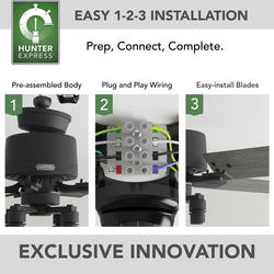 Hunter® HunterExpress® Techne 52" Matte Black Indoor 4-Light Smart ...