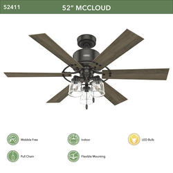Hunter® McCloud 52" Noble Bronze Indoor 3-Light Ceiling Fan at Menards®