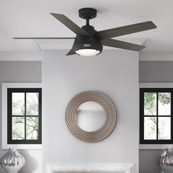 Hunter® Burroughs 52" Matte Black Indoor Down Rod 2-Light Ceiling Fan ...