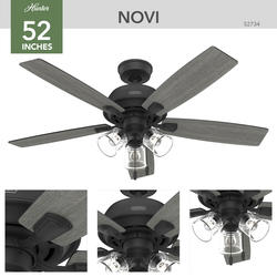 Hunter® HunterExpress® Novi 52" Matte Black Indoor 3-Light Ceiling Fan ...