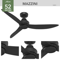 Hunter® Mazzini 52" Matte Black Indoor/Outdoor Down Rod Mounted Ceiling ...
