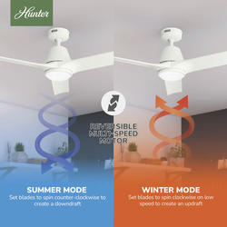 Hunter® Aeronaut 52" Matte White Indoor/Outdoor LED Smart Ceiling Fan ...