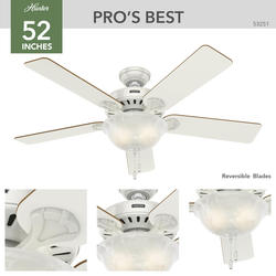 Hunter® Pro's Best Five Minute Fan 52" White Indoor 2-Light Ceiling Fan ...