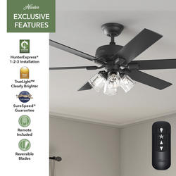 Hunter® HunterExpress® Marsac 60" Matte Black Indoor 4-Light Ceiling ...