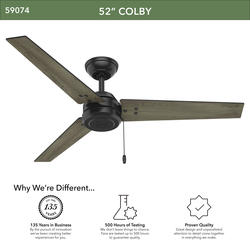 Hunter® Colby 52" Matte Black Indoor/Outdoor Ceiling Fan at Menards®