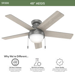 Hunter® Aegis 48" Matte Silver Indoor 2-Light Ceiling Fan at Menards®