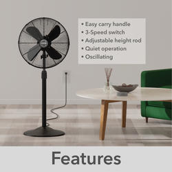 Hunter® 16" Matte Black Oscillating Pedestal Fan at Menards®