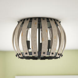 Hunter® Lighting Calhoun Wood Grain Matte Black 3-Light Flush Mount ...