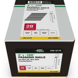 Grip Fast® 3" x .120 28° Wire Bright Smooth Shank Clipped Head Framing ...