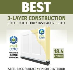 Ideal Door® Recessed Panel 8' x 7' Oak Medium Insulated Garage Door ...