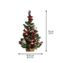 Enchanted Forest® 30" Unlit Mini Artificial Christmas Tree with 10 Red ...