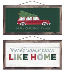 Enchanted Forest® 20" x 10" Reversible Christmas Hanging Sign ...