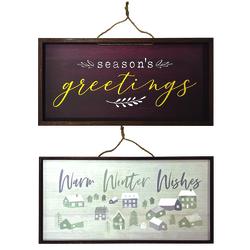 Enchanted Forest® 20" x 10" Reversible Christmas Hanging Sign ...