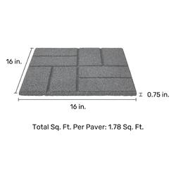 GroundSmart 16" Dual-Sided Gray and Black Blended Rubber Paver at Menards®