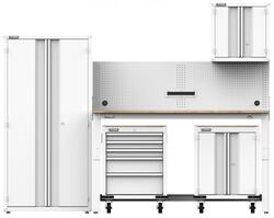 Performax® 108"W x 86"H x 24"D White 5-Piece Garage Storage Cabinet ...