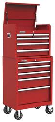 Performax® 27" x 18" Red 10-Drawer Top Tool Chest and Rolling Cabinet ...