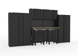 Performax® 156"W x 86"H x 24"D Black 8-Piece Garage Storage Cabinet ...