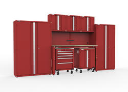 Performax® 156"W x 86"H x 24"D Red 8-Piece Garage Storage Cabinet ...