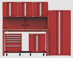 Performax® 108"W x 86"H x 24"D Red 7-Piece Garage Storage Cabinet ...