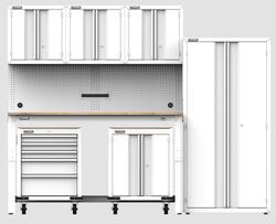 Performax® 108"W x 86"H x 24"D White 7-Piece Garage Storage Cabinet ...