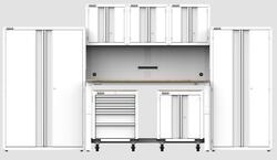 Performax® 156"W x 86"H x 24"D White 8-Piece Garage Storage Cabinet ...