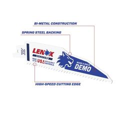 LENOX® DEMOWOLF™ RAPID PLUNGE™ 6" x 6-TPI Wood & Nails Demolition ...
