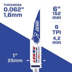 LENOX® DEMOWOLF™ RAPID PLUNGE™ 6" x 6-TPI Wood & Nails Demolition ...