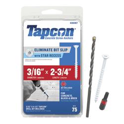 Tapcon® 3/16" x 2-3/4" Star Drive Flat Head Concrete Screw Anchor - 75 Count at Menards®