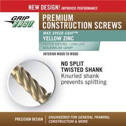 Grip Fast® Premium #10 x 3" Star Drive Steel Flat Head Interior ...