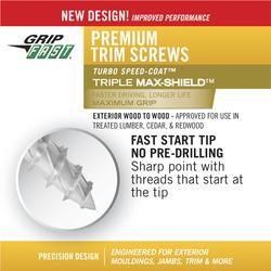 Grip Fast® Premium #9 x 2-1/2" Star Drive White Trim Head Exterior ...