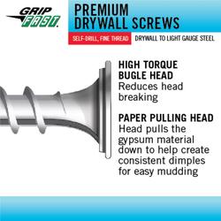 Grip Fast® Premium #6 x 1-5/8" Phillips Drive Bugle Head Fine Thread ...