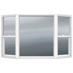 JELD-WEN® Builders Series 81"W x 50"H Single-Hung White Vinyl Bay ...