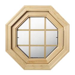 JJJ Specialty Cabin Breeze 20 x 20 Venting 4-Season Wood Octagon Window ...