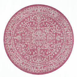 Jonathan Y Santa Monica Fuchsia/Light Gray 5'3" x 5'3" Round Area Rug ...