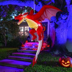 Pumpkin Hollow™ 6' LED Flying Dragon Halloween Hanging Inflatable at ...