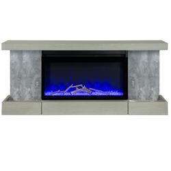 Paramount 48" Contemporary Grey Wood Grain Electric Fireplace with ...