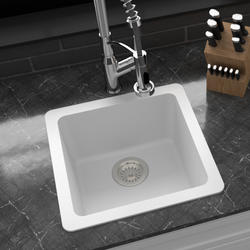 Tuscany® Dual Mount 17" White Quartz Composite Single Bowl Kitchen Sink ...