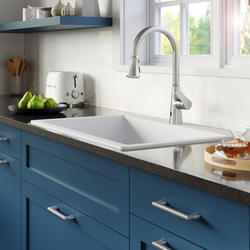 Tuscany® Dual Mount 33" White Quartz Composite 1-Hole Double Bowl ...