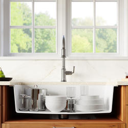 Tuscany® Farmhouse/Apron Front 34" White Quartz Composite Single Bowl ...