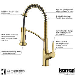 Karran Scottsdale One-Handle Pull-Down Brush Gold Kitchen Faucet at ...