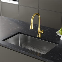 Karran Kadoma Touchless One-Handle Brushed Gold Kitchen Faucet at Menards®
