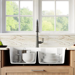 Karran Drop-In 33" White Quartz 1-Hole Double Bowl Kitchen Sink at Menards®