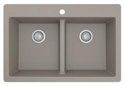 Karran Quartz 33" Concrete Drop-in Double Bowl 50/50 Kitchen Sink Kit ...