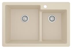 Karran Quartz 33" Bisque Drop-in Double Bowl 60/40 Kitchen Sink Kit at ...