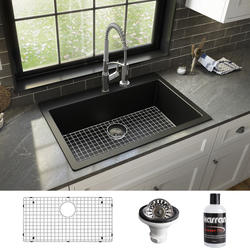 Karran Quartz 33" Black Drop-in Single Bowl Kitchen Sink Kit at Menards®