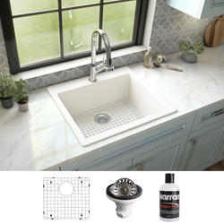 Karran Quartz 25" White Drop-in Single Bowl Kitchen Sink Kit at Menards®