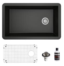 Karran Undermount 32" Black Quartz Composite Single Bowl Kitchen Sink ...