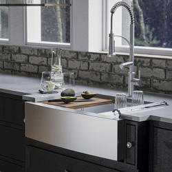 Karran 33" Farmhouse/Apron-Front Single Bowl 16 Gauge Stainless Steel ...